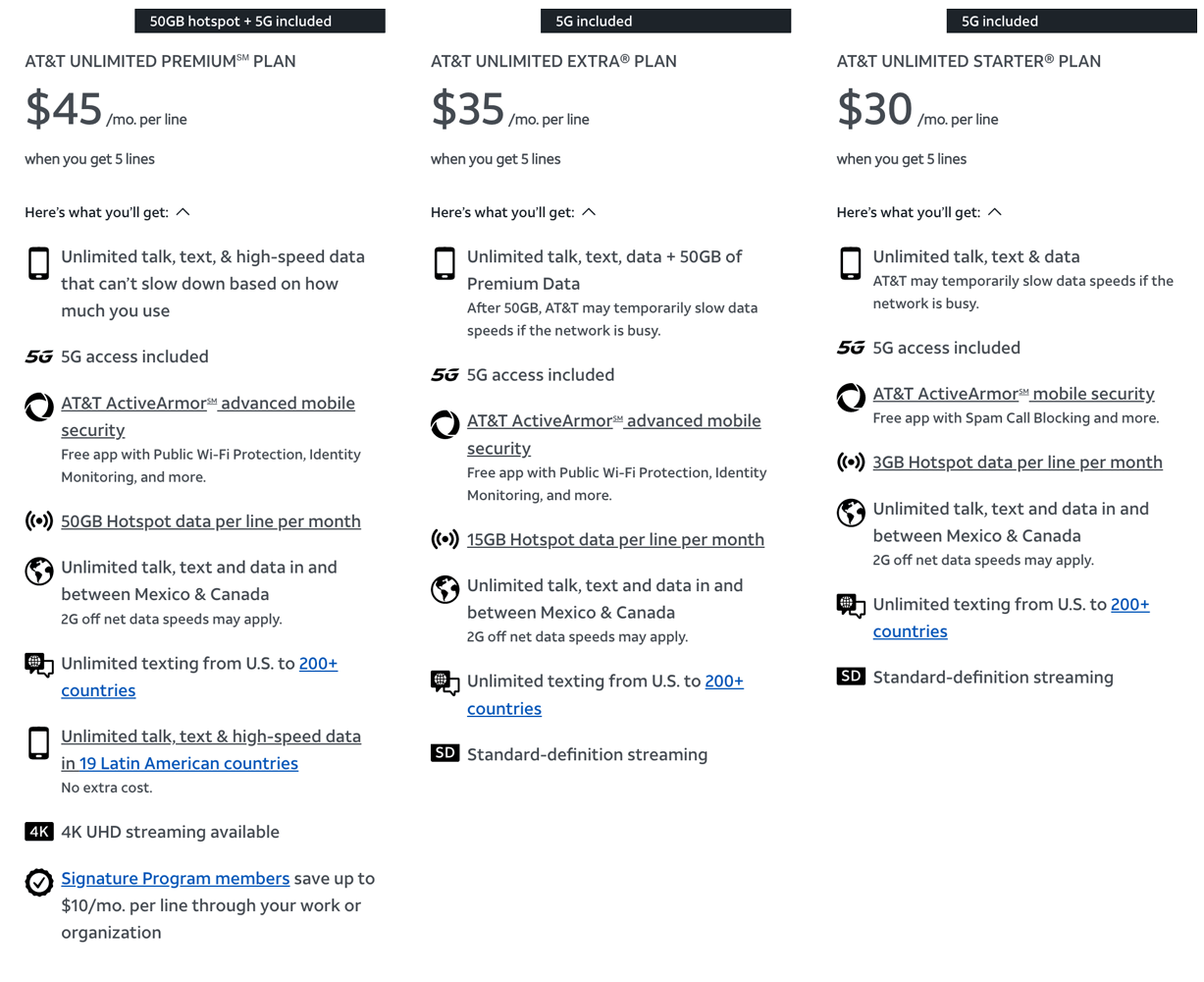 AT&T Wireless Mobile Phone Plans